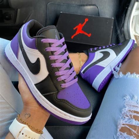 Nike Preto E Roxo Feminino Sapatenis Casual Couro Legitimo Tenis Nike