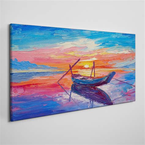 Obraz na ramie płótno Łódź zachód słońca 100x50 cm Coloray Sklep