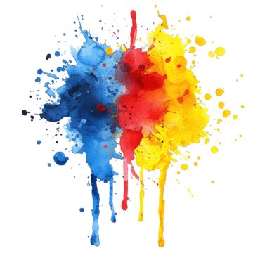 Colorful Water Color Paint Splatter Effect Yellow Red And Blue Colors