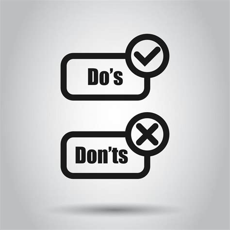 Do S And Don Ts Sign Icon In Flat Style Like Unlike Vector