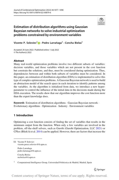 pdf estimation of distribution algorithms using gaussian bayesian networks to solve industrial