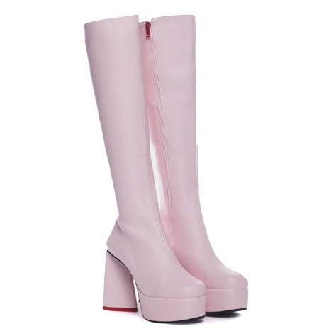 Sweet Talker Platform Knee High Boots In Pink In 2024 Knee High Boots