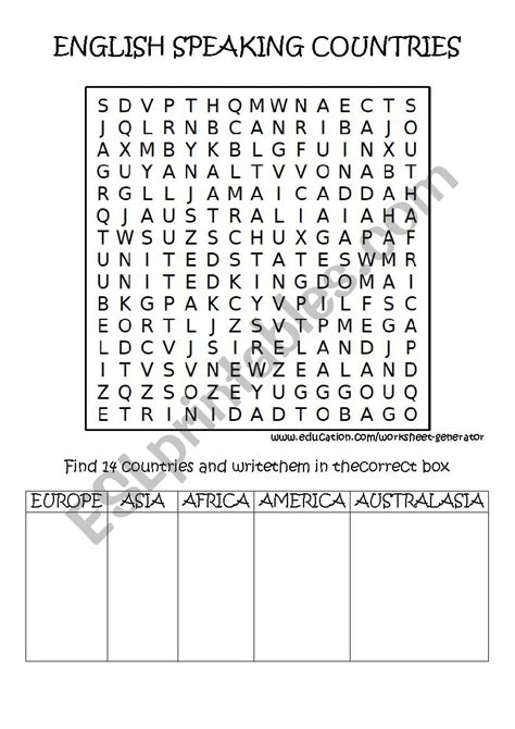Countries Word Search Printable Word Search Printable