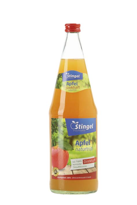 Stingel Apfelsaft Direktsaft naturtrüb 6 x 1 0 L Glas DP10131 1