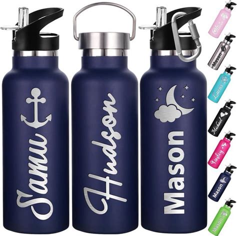 Gourde Personnalisée Avec Paille 350Ml 750Ml Nom Gravé Logo Bouteille