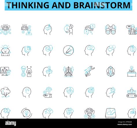 Thinking And Brainstorm Linear Icons Set Divergent Analytical