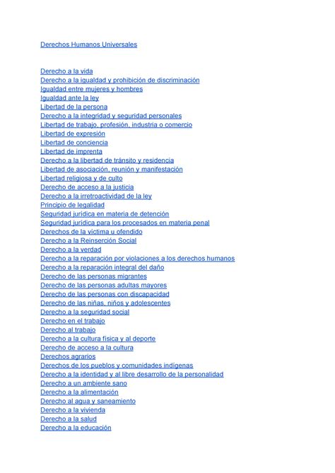 Derechos Humanos Universales Derechos Humanos Universales Derecho A