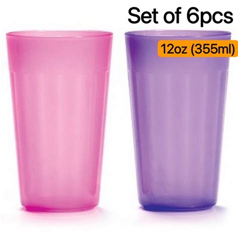 SET 6Pcs LAVA 355ml Plastic PP Water Mug Drinking Cup Tumbler 12oz