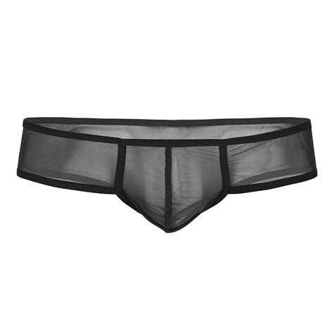 Buy Agoky Men S Mesh Sheer See Through Bugle Pouch Thongs Triangle