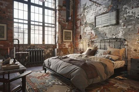 Premium Photo Industrial Chic Bedroom With Exposed Brick Walls A