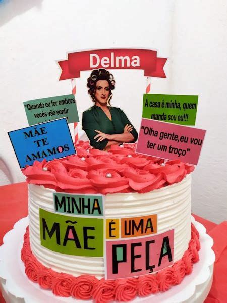 Topo de bolo minha mãe é uma peça para editar e imprimir Festa Free