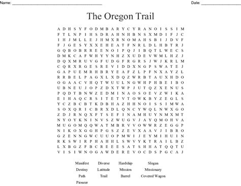 Oregon Trail Word Search
