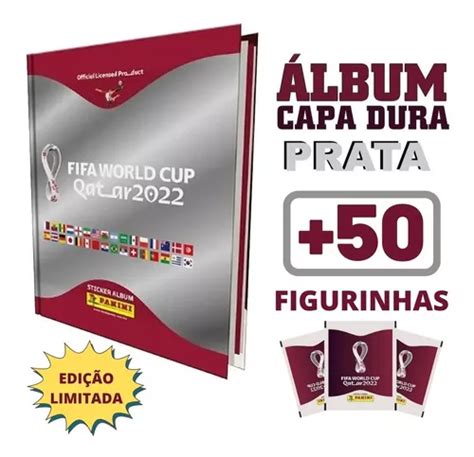 Kit Copa Do Mundo 2022 Álbum Capa Dura Prata 50 Figurinhas Frete grátis