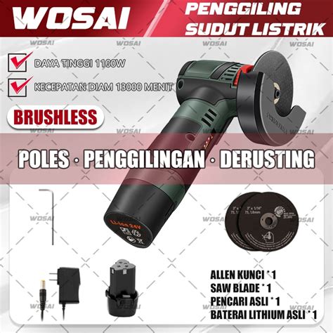 Jual WOSAL 24V Mesin Gerinda Brushless Angle Grinder Cordless Mesin