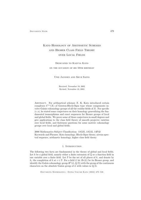 pdf kato homology of arithmetic schemes and higher class field theory over local fields