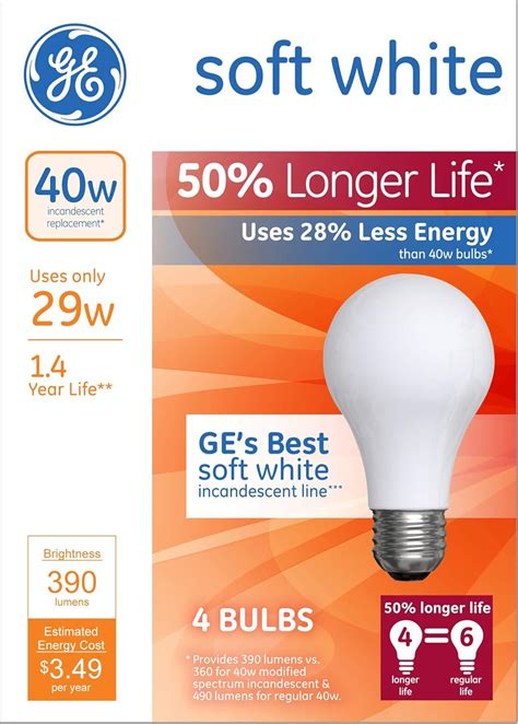 GE Lighting Foco de luz blanca suave económico de larga duración