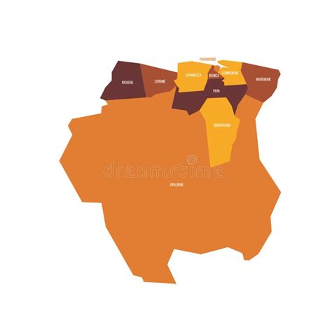 Mapa Pol Tico De Suriname De Las Divisiones Administrativas Ilustraci N