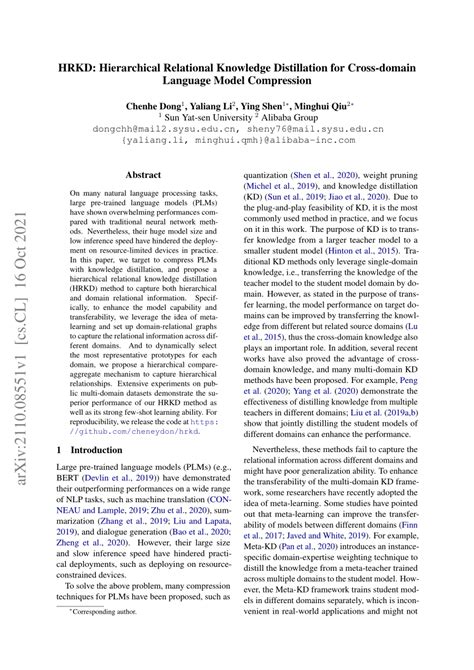 pdf hrkd hierarchical relational knowledge distillation for cross domain language model