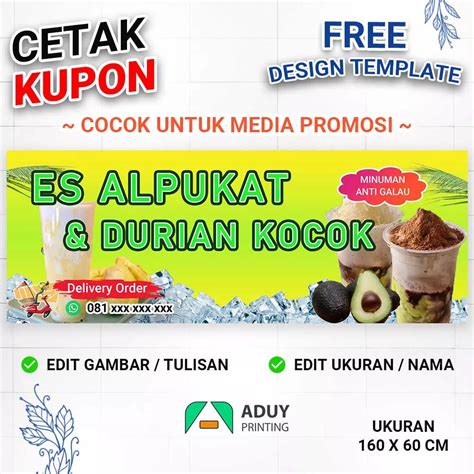 Spanduk Banner Es Alpukat Kocok Dan Durian Kocok Ukuran 160x60 Minuman