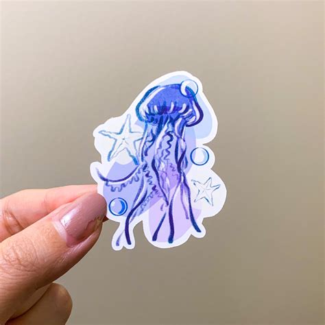 Waterproof Jellyfish Sticker Wild Leven Waterfles Sticker Etsy