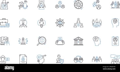 Centralized Authority Line Icons Collection Dominance Power Control