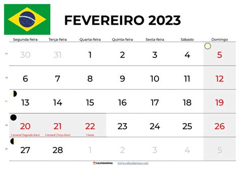 Calend Rio Fevereiro Feriados Brasil
