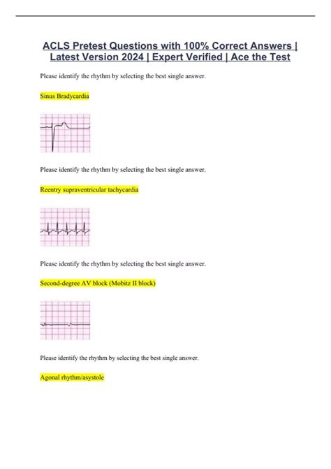 ACLS Pretest Questions With 100 Correct Answers Latest Version 2024