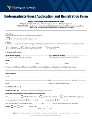 Fillable Online Online Wvu Undergraduate Guest Application And