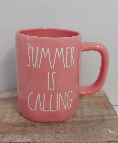 New Rae Dunn Summer Is Calling Pottery Mug Tropical Coral Etsy