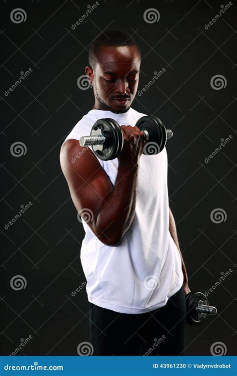 African Man Working Out With Dumbbells Stock Photo Image Of Active