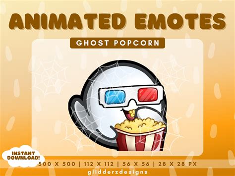 Ghost Eating Popcorn ANIMATED Emote Twitch Popcorn Emote Animated Ghost