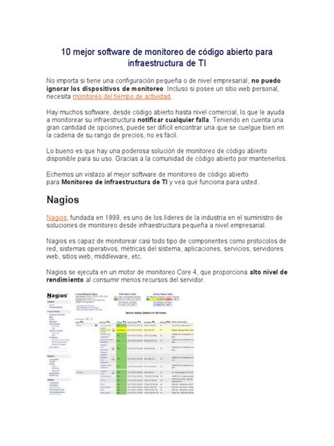 10 mejor software de monitoreo de código abierto para infraestructura de ti pdf servidor