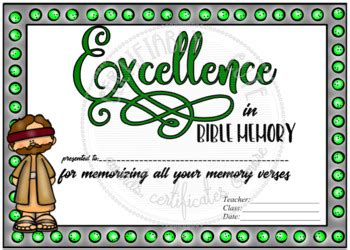 Excellence In Bible Memory FREE By Certifiably Cute TPT