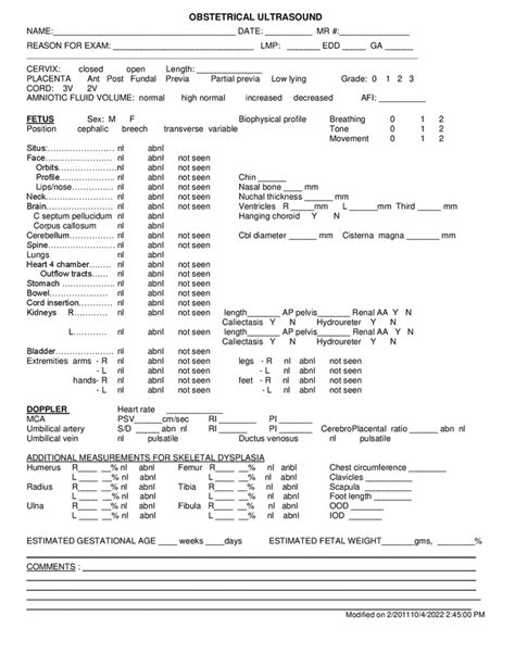OB Ultrasound Report Template In Word And Pdf Formats