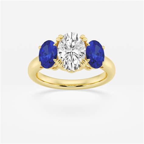 2 Ctw Oval Lab Grown Diamond And 7 2x5 1 Mm Oval Created Sapphire Three