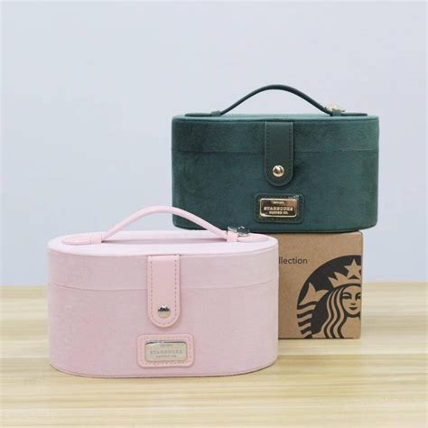 2024 Starbucks ใหม กระเป าเก บกระจกแต งหน า LED แบบพกพาความ