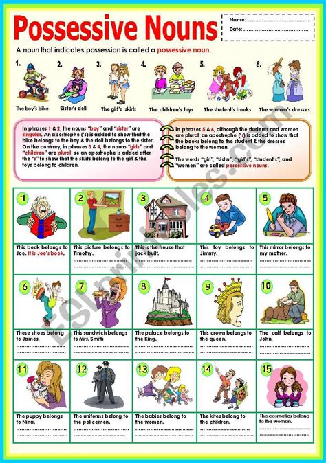 Possessive Case Of Nouns Exercises