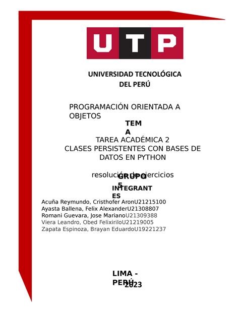 Tarea Academica 02 Programación Orientada a Objetos Taller de
