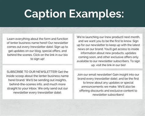 Newsletter Sign Up Instagram Caption Templates Email List Builder
