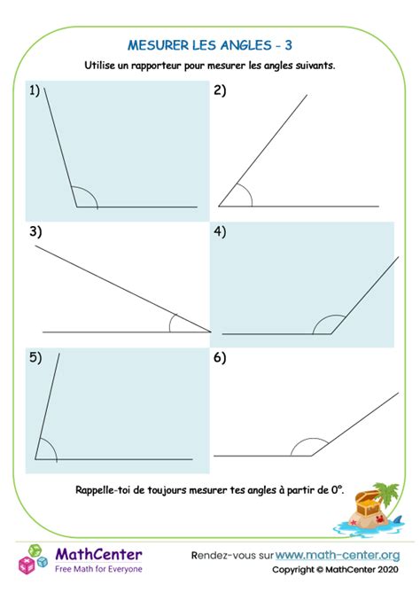 CM2 Fiches De Travail Angles Math Center