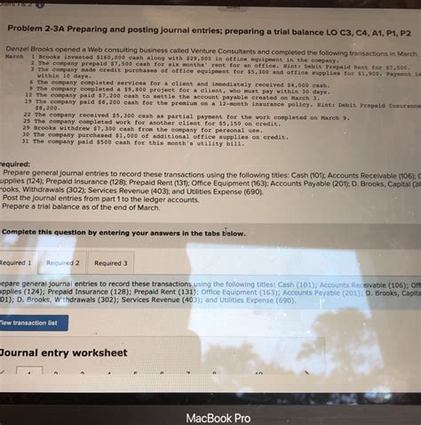 Solved POSTZ 1 Problem 2 3A Preparing And Posting Journal Chegg