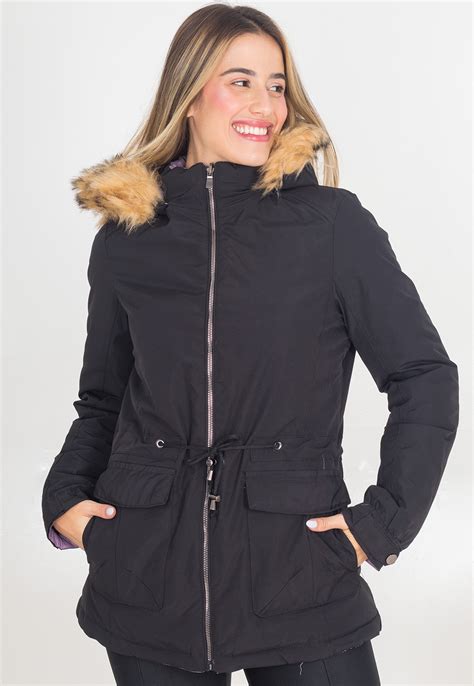 Jaqueta Parka Feminina Nylon Dupla Face Capuz Removível