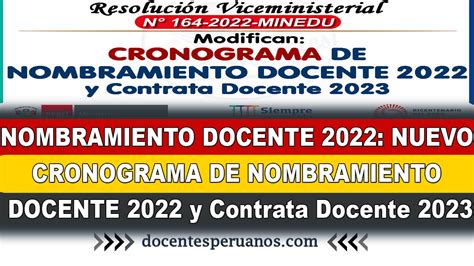 NOMBRAMIENTO DOCENTE 2022 NUEVO CRONOGRAMA DE NOMBRAMIENTO DOCENTE