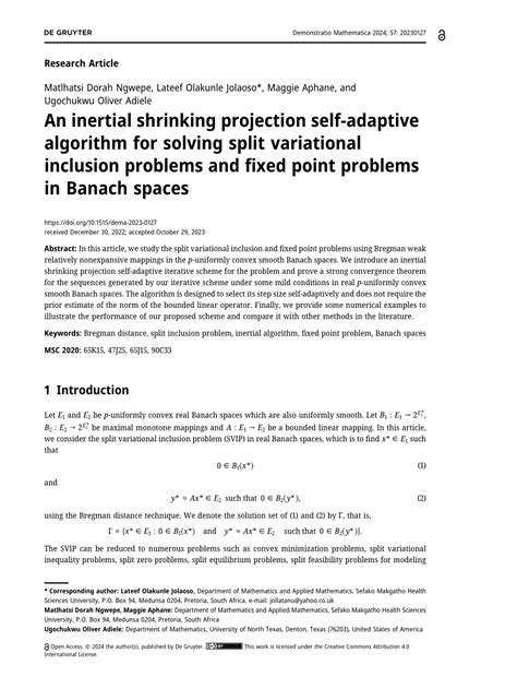 pdf an inertial shrinking projection self adaptive algorithm for solving split variational