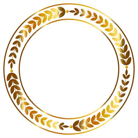 Marco Dorado Circular Con Corona De Laurel De Premio De Hoja Dorada PNG