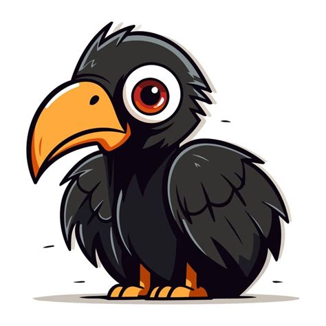 Lindo cuervo de dibujos animados ilustración vectorial aislada en un