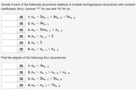 solved decide if each of the following recurrence relations