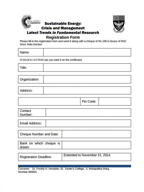 Free Workshop Registration Forms In Pdf Meeting Registration Form