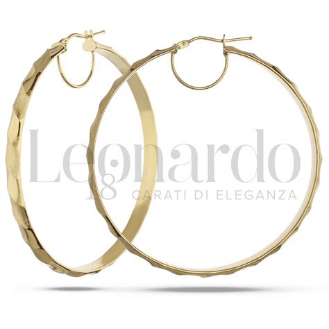 Orecchini Cerchi Onde Mezza Canna Tonda Da Donna In Oro 18 Carati