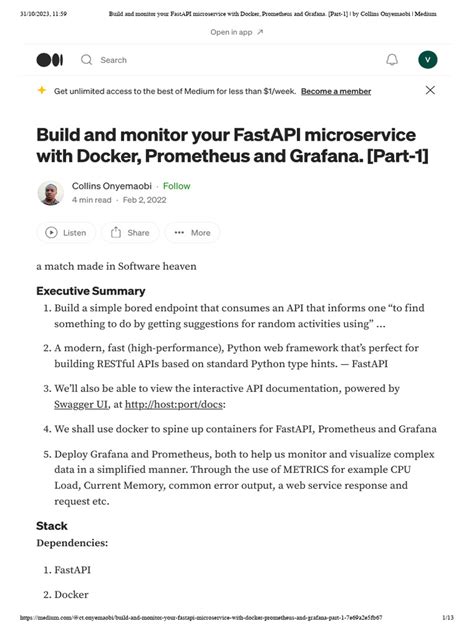 build and monitor your fastapi microservice with docker prometheus and grafana part 1 by